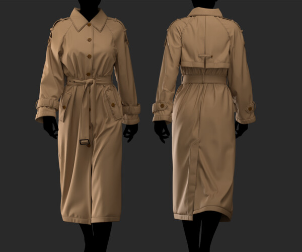 ArtStation - Women's Trench Coats. Marvelous Designer/Clo3d project+OBJ ...