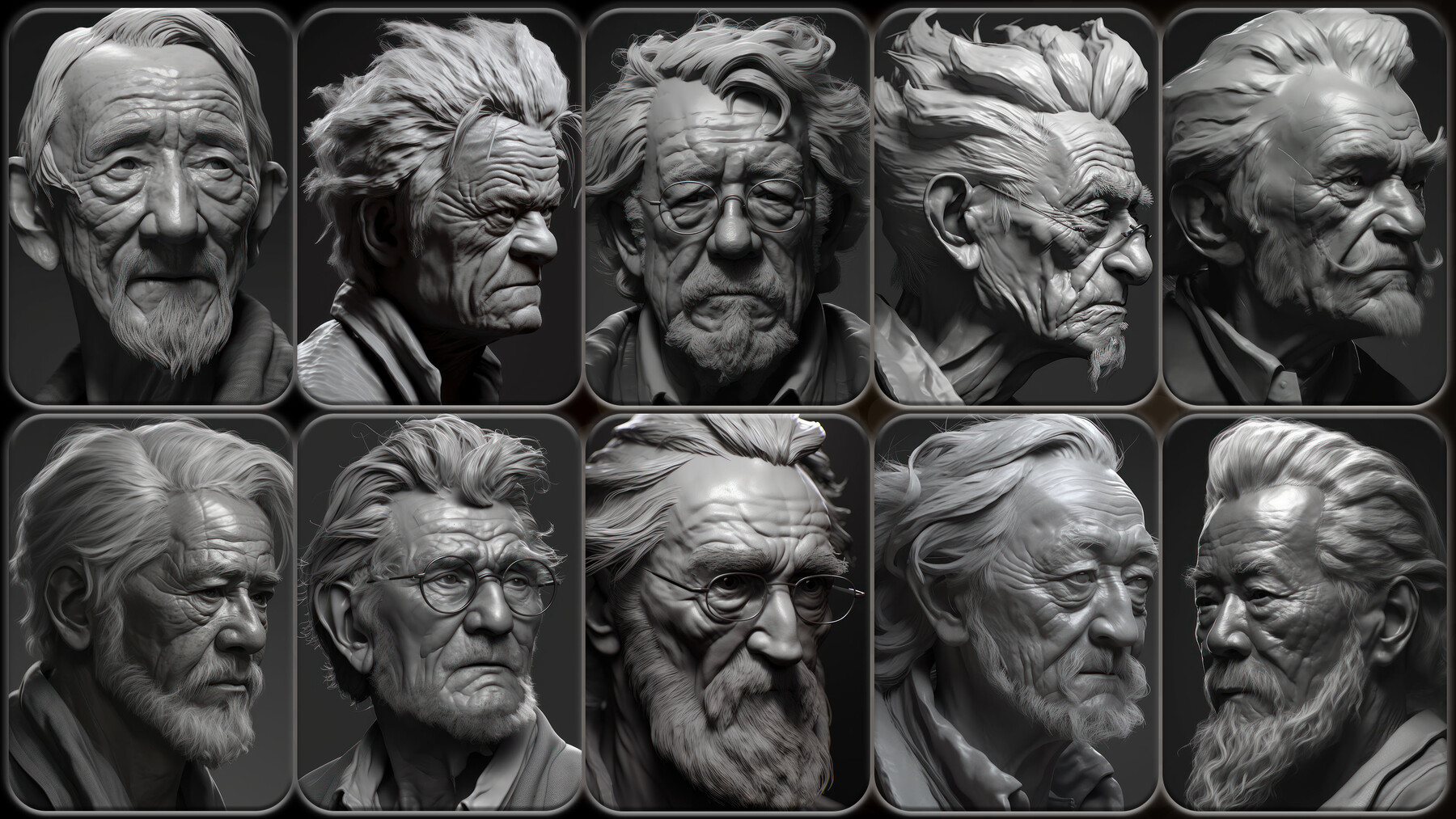 ArtStation - 300 Anime Male Head Sculpt - Adult and Old Reference Pack ...