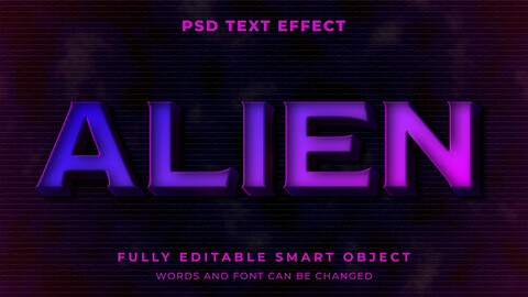 ArtStation - 3D Alien. PSD fully editable text effect. Layer style PSD ...