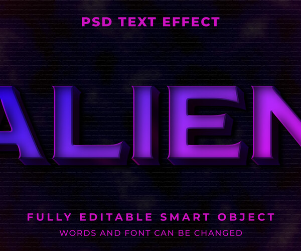 ArtStation - 3D Alien. PSD fully editable text effect. Layer style PSD ...