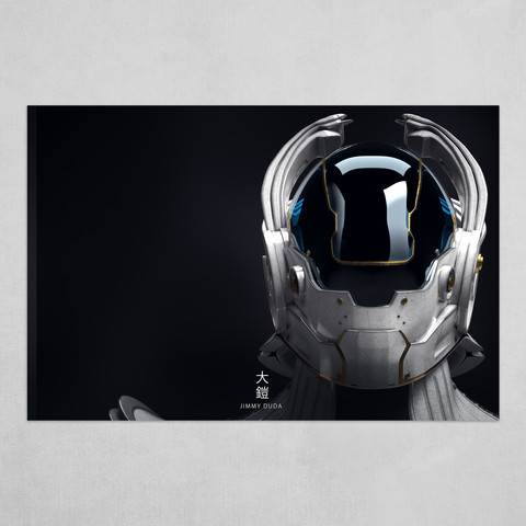 Ō-yoroi - future tech samurai armor art print-05 by Jimmy P. Duda