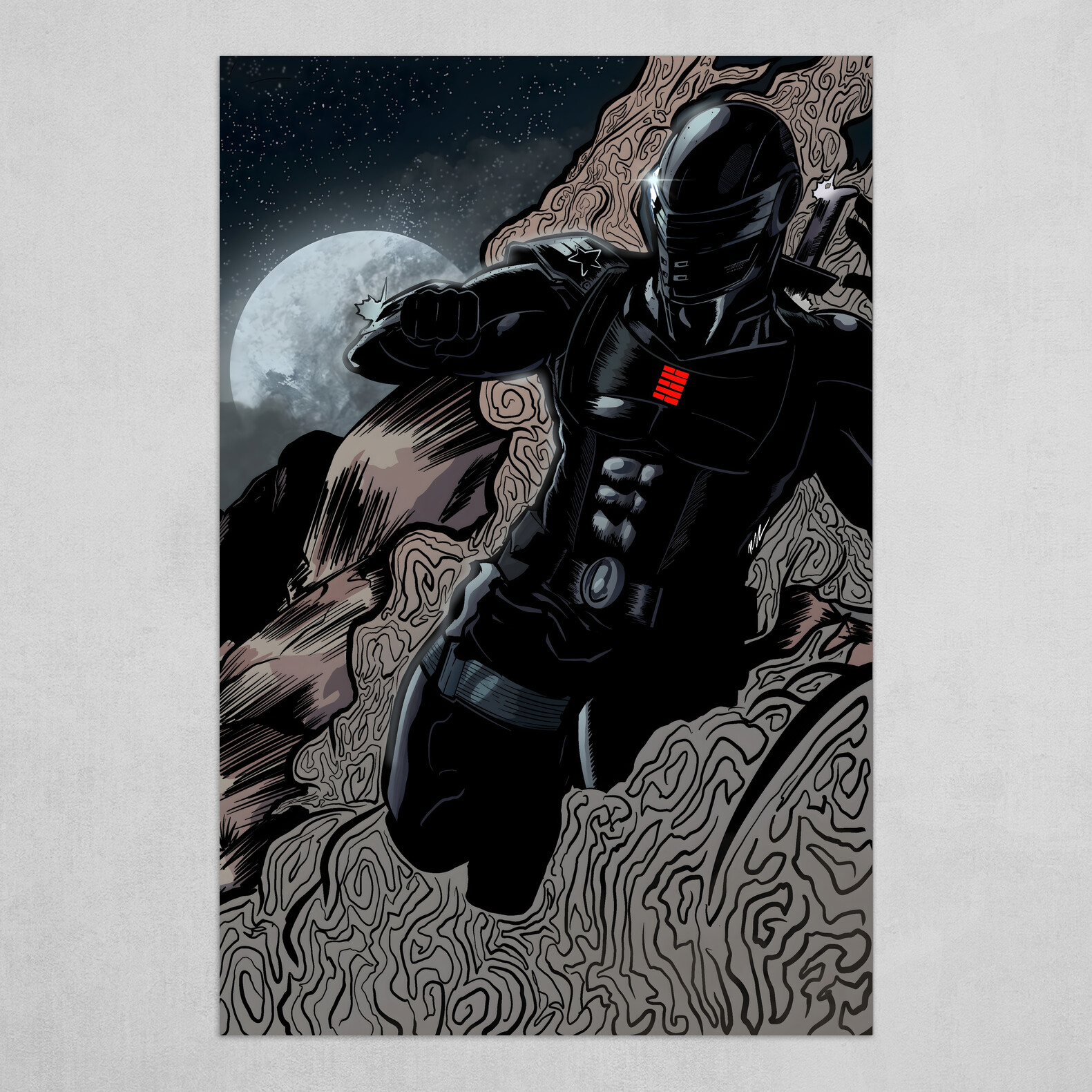 how to draw snake eyes from gi joe