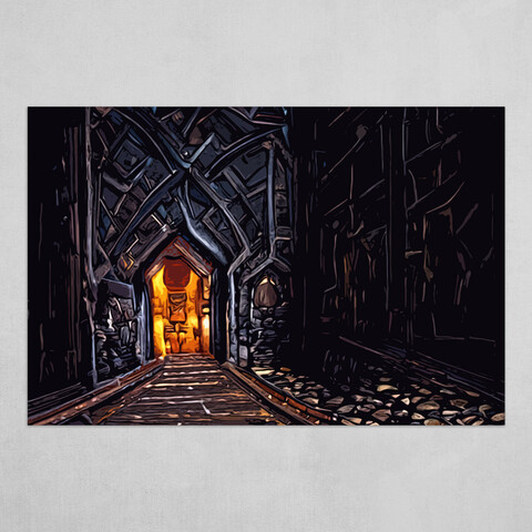 Art image concept art drawing - dark dwarven castle hall interior ...