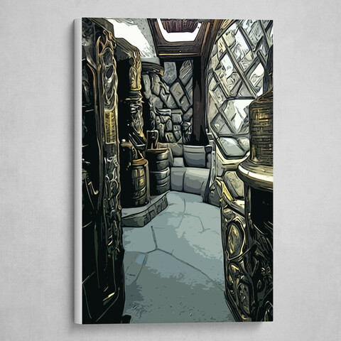 Concept art drawing - dwarven castle interior dungeon theme with ...
