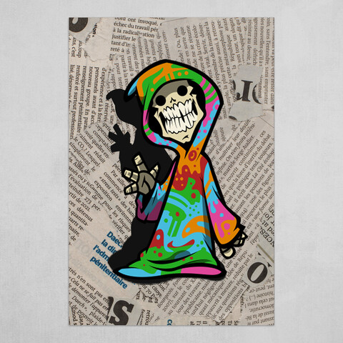 Liquid Skeleton portrait Art Print by Vitor Capodeferro