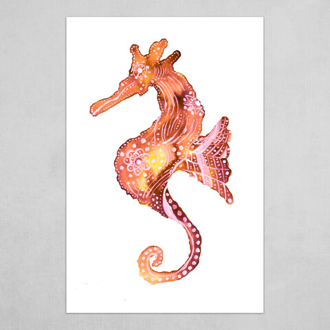 Bronze Seahorse Tribal Tattoo by Sebastian Grafmann