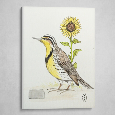 Kansas state bird & flower, the western meadowlark & sunflower by Matt ...