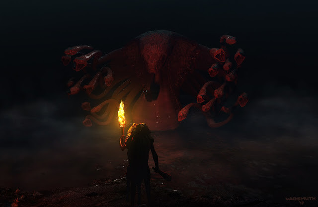 ArtStation - Hercules and Hydra - Night Scene