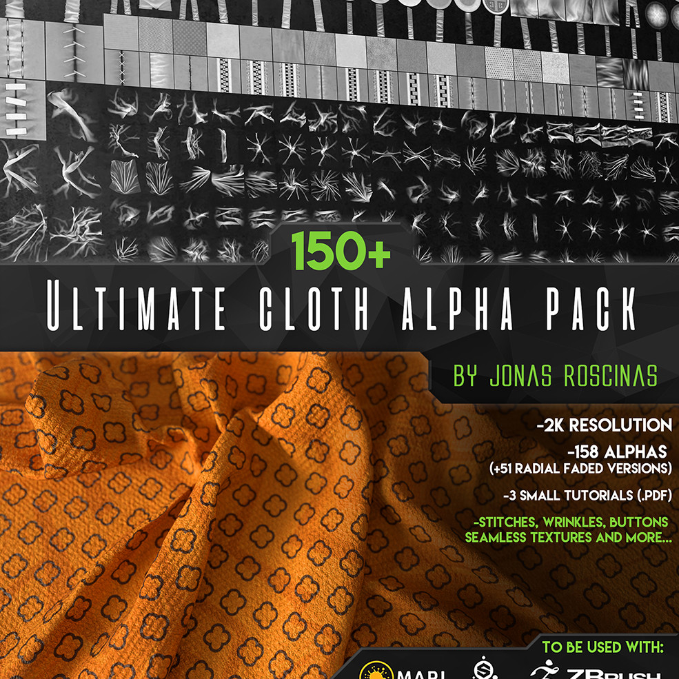 ArtStation - 150+ Ultimate Cloth Alpha Pack by JR is now available!