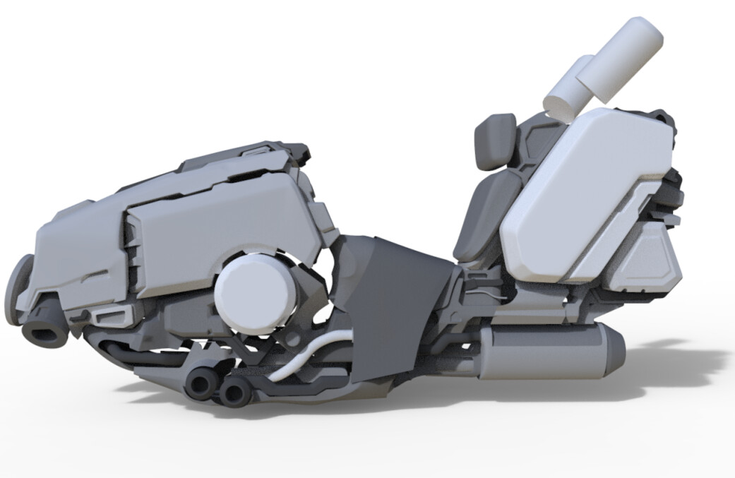 ArtStation - Speeder Bike WIP - Blockout - Flat Keyshot Render