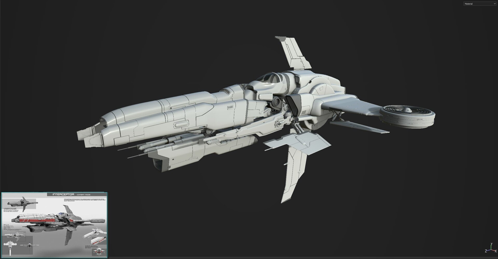 ArtStation - Interceptor wip01: Uvs and Material Blocking