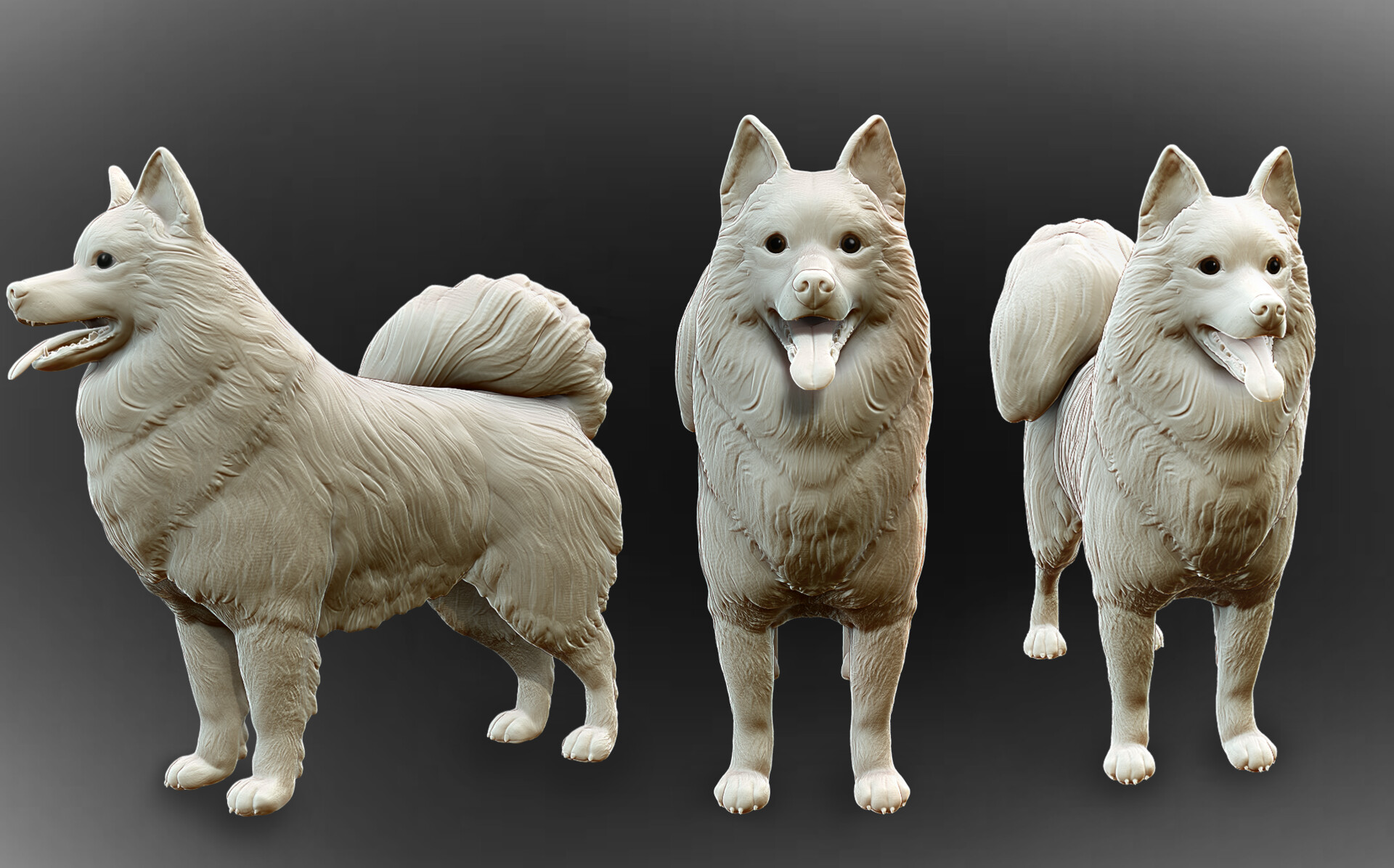 Francesco Furneri - American Eskimo - 3D sculpting with stylized fur