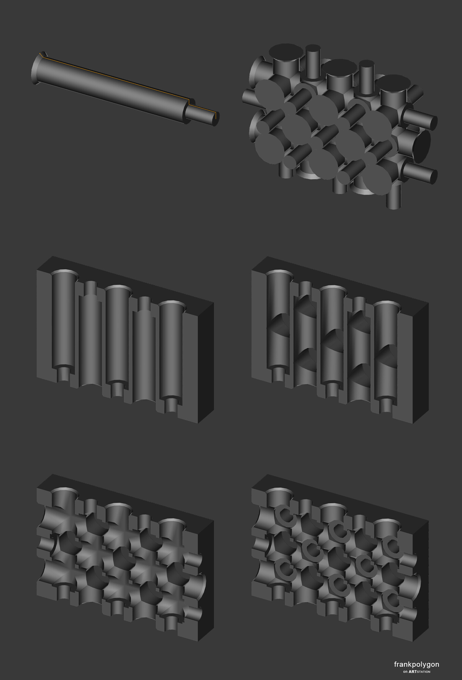 Frank - Boolean + Sub-D Hard Surface Modeling: 123 Blocks (Exercise & Tutorial)