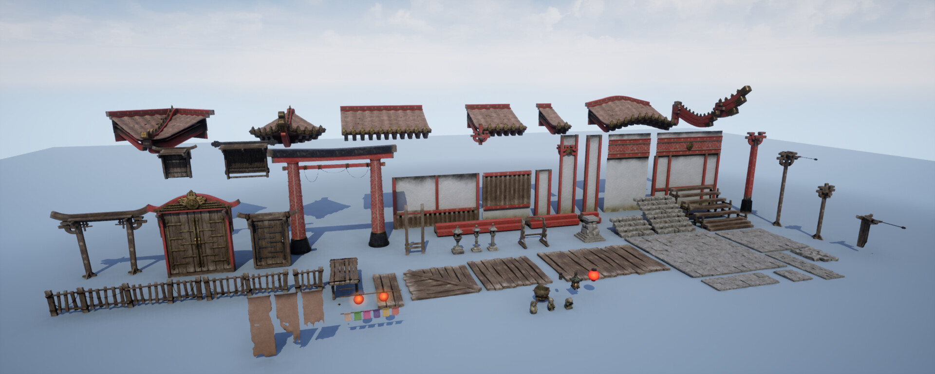 ArtStation - Mountain Temple, Modular Kit - LODs and Lightmaps and Vert ...