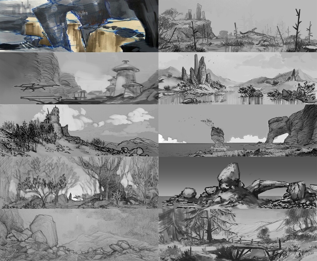 ArtStation - Composition sketches || Скетчи и композиции