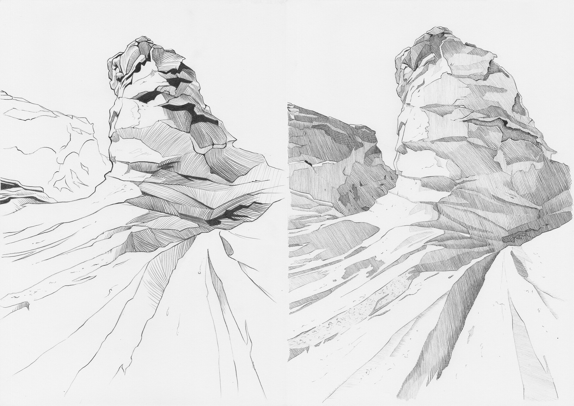 how to draw rocks sketches