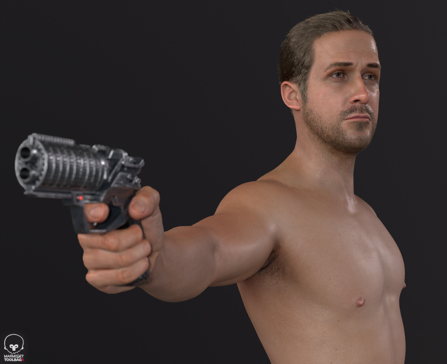 Brad Myers - Ryan Gosling Likeness: Posed with gun