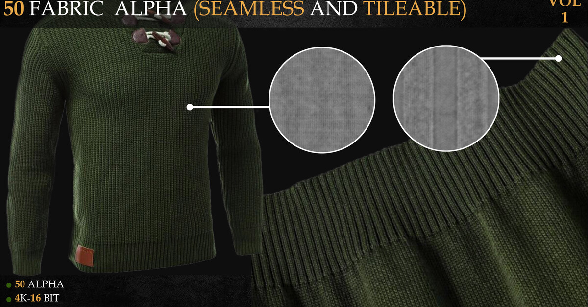 ArtStation - 50 FABRIC ALPHA (SEAMLESS AND TILEABLE)-VOL 1