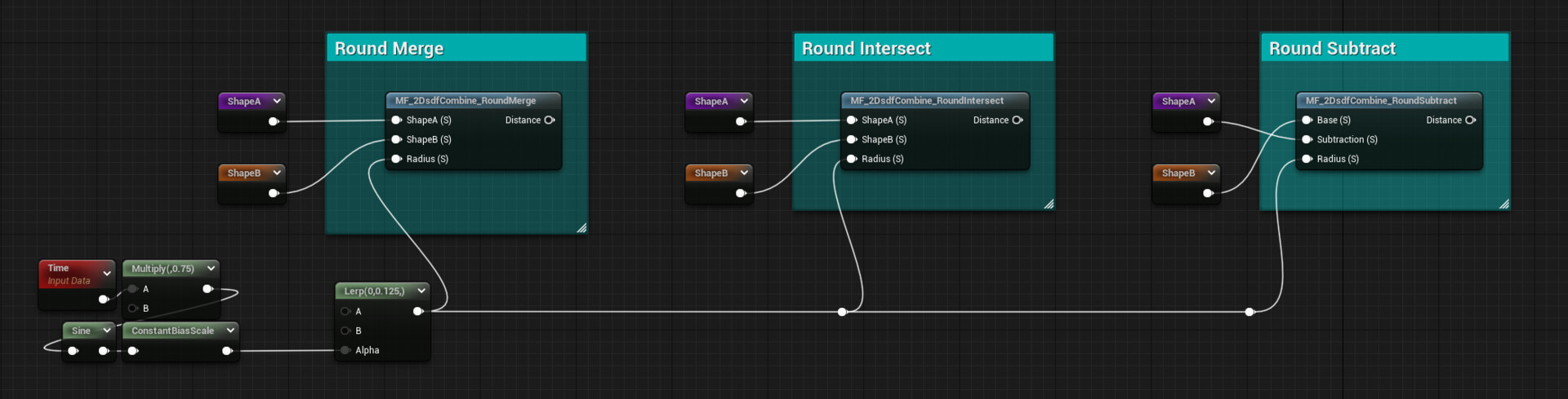 Fabrizio Bergamo - 2D SDF - Combine Shapes - Material Function Library UE5