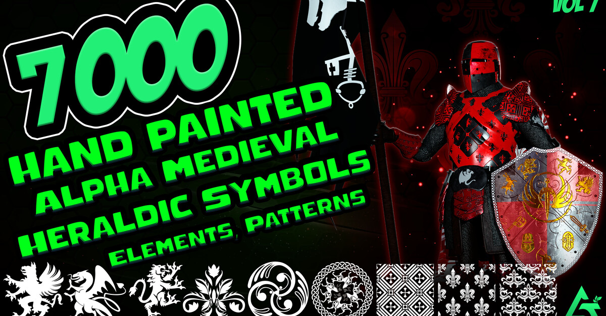 ArtStation - 7000 Hand Painted Alpha Medieval Heraldic Symbols ...