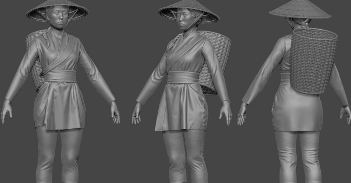 ArtStation - Japanese rice farmer wip