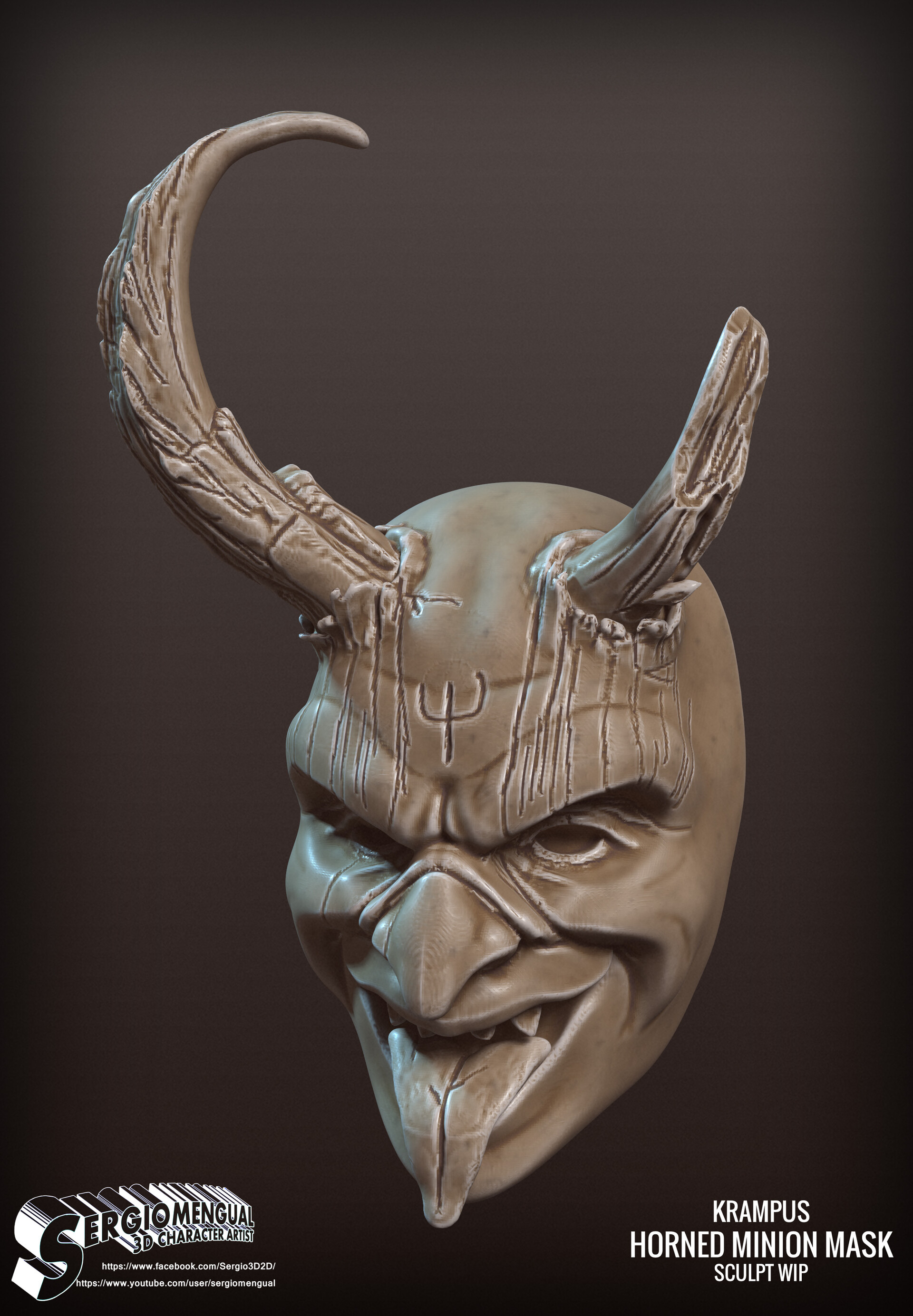 Sergio Gabriel Mengual - Krampus Horned Minion Mask 3DCoat 2022 WIP