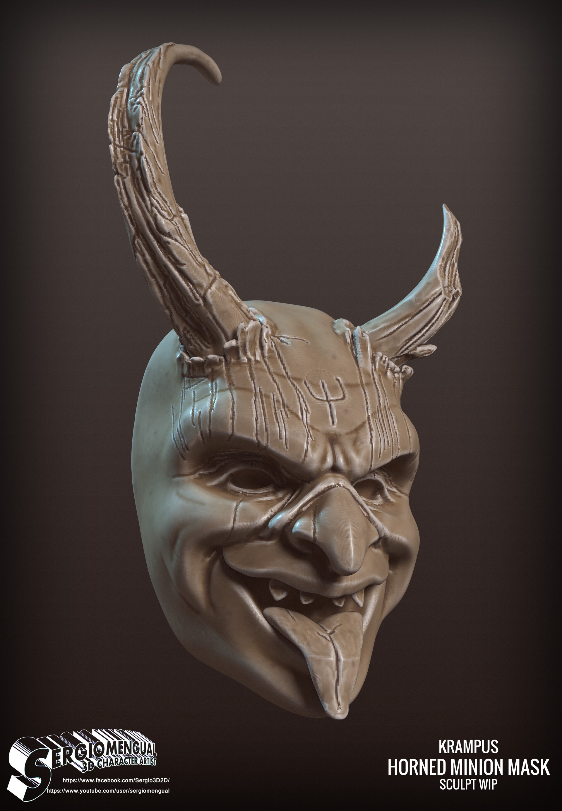 Sergio Gabriel Mengual - Krampus Horned Minion Mask 3DCoat 2022 WIP