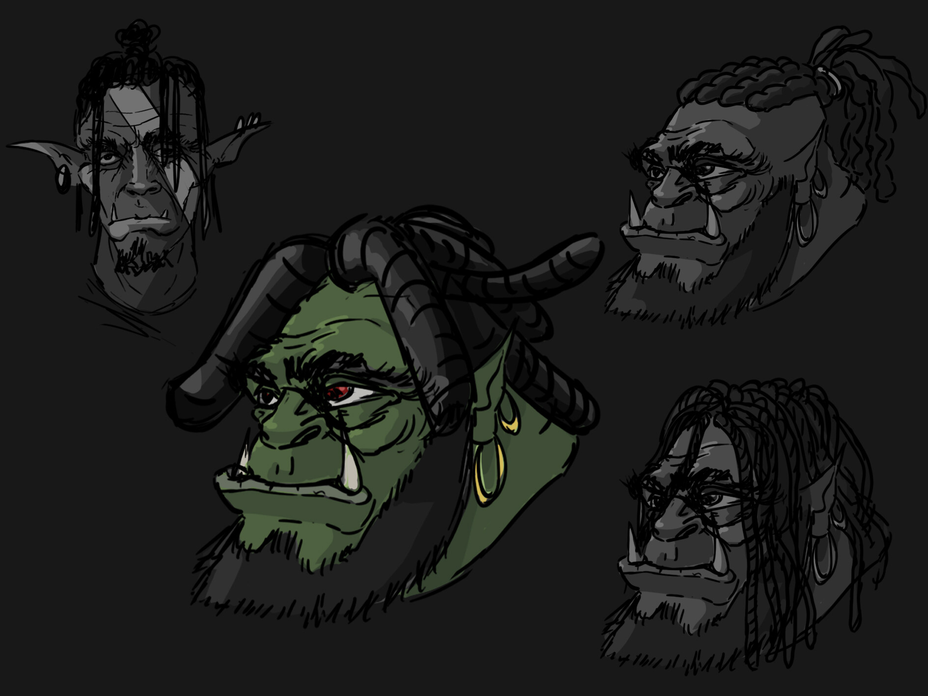 how to draw orc face