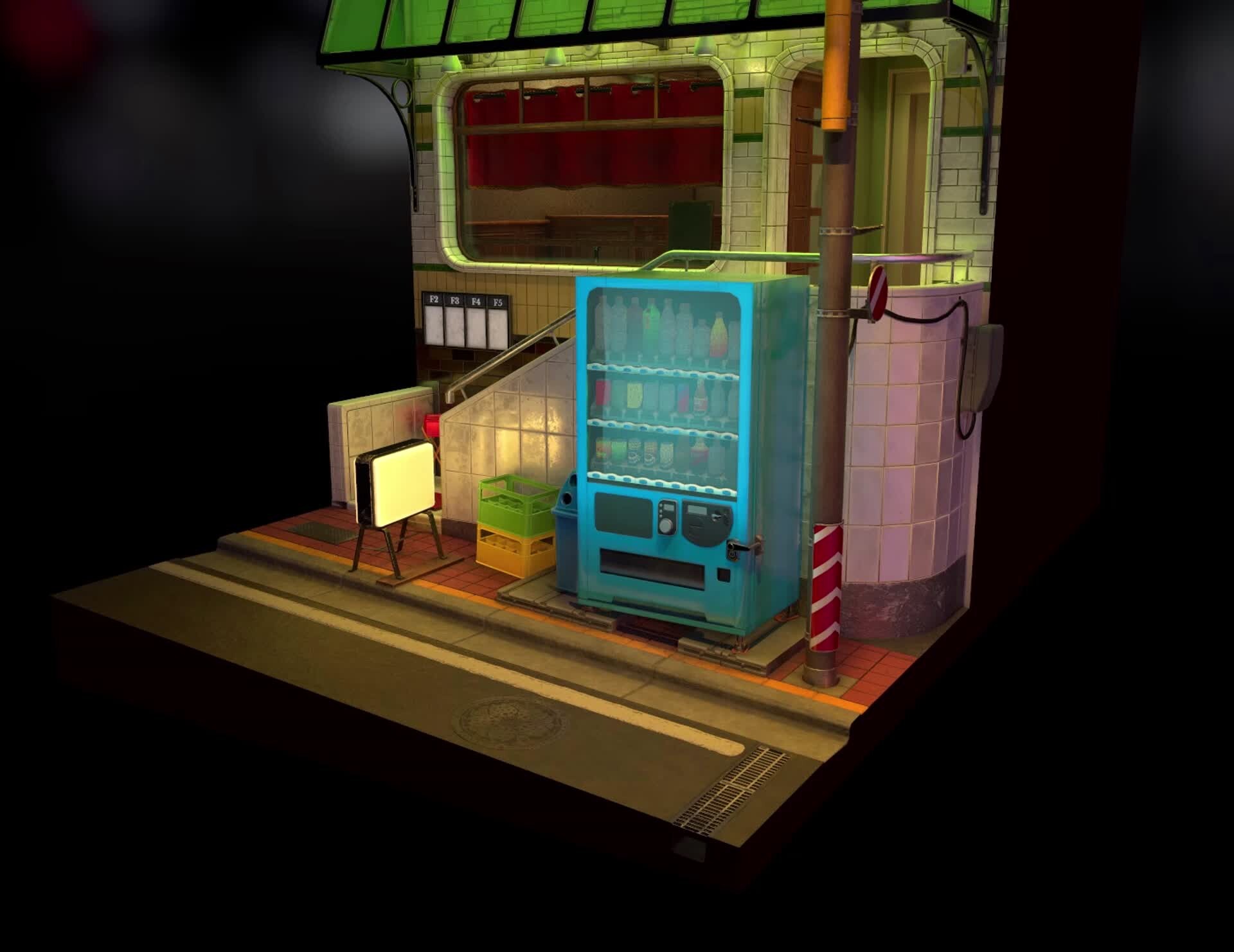 ArtStation - Vending Machine and building WIP Part 11