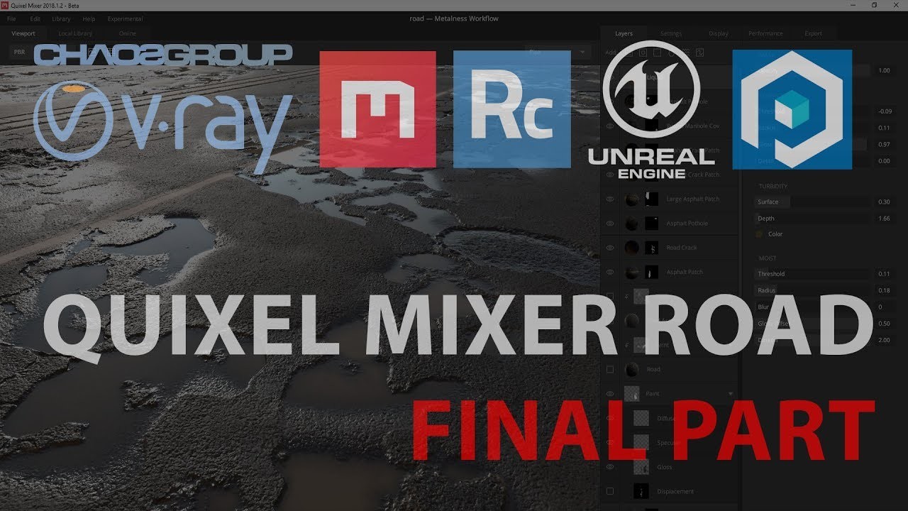 ArtStation - Quixel Mixer road in UE4 and 3ds max. Final. Railclone plugin and render with Vray ...